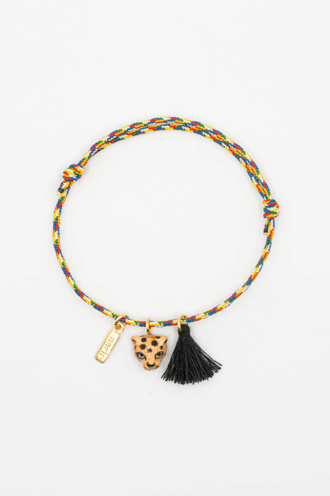 Nach - Leopard Head Pompom Multicolor Charm Bracelet